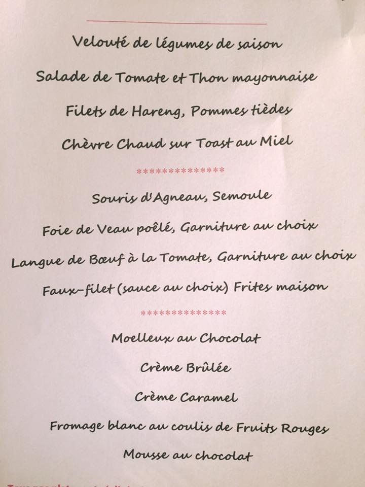 Menu at Au Jean Bart, Paris, 44 Rue du Dr Roux