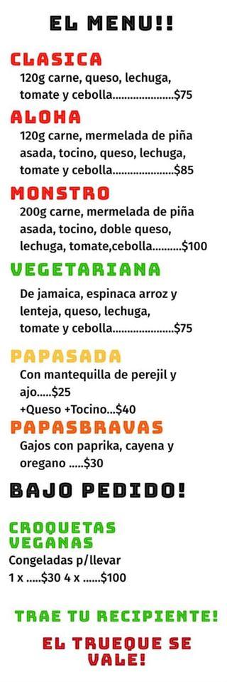 Carta de Restaurante Casa de Adobe, San Sebastián Etla