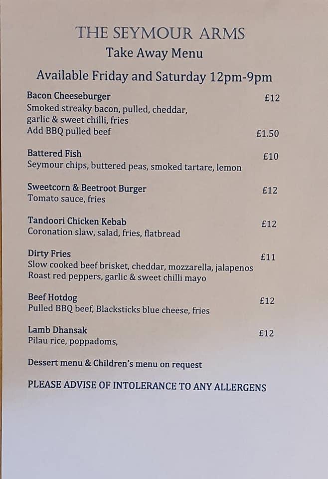 Menu at The Seymour Arms pub & bar, Bristol, Bath Rd