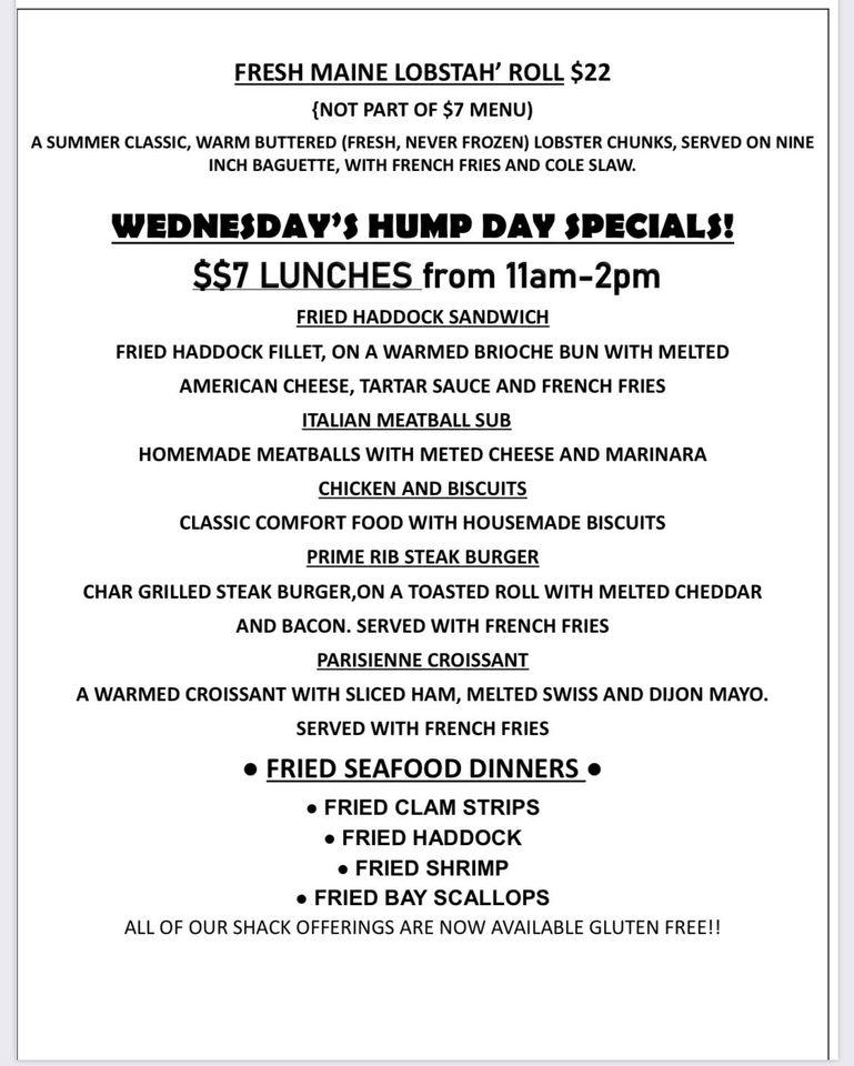 Menu at Smithsonian Cafe and Chowderhouse, Hatfield
