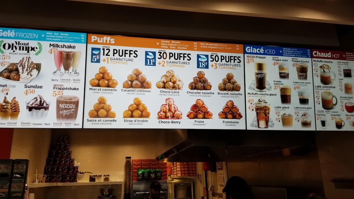 Menu at Mr. Puffs desserts, Pointe-Claire, 993 Boul. Saint-Jean