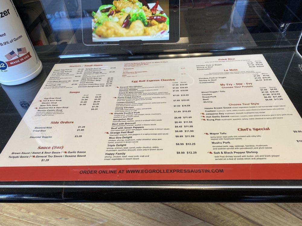 Menu at Egg Roll Express restaurant, Austin, W Parmer Ln #202