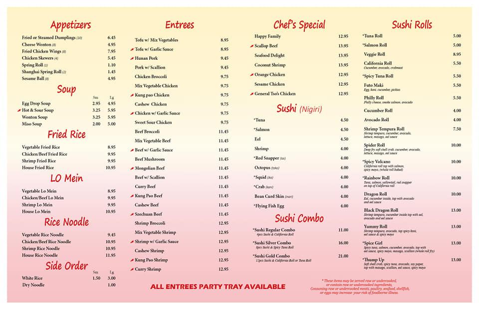 Menu at Grand International Buffet restaurant, Grand Junction