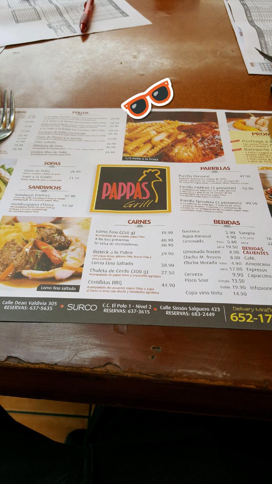 Menu at Pappas Grill - San Isidro restaurant, San Isidro, C. Dean ...