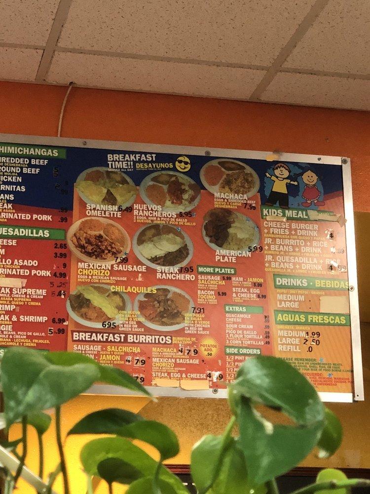 Menu at Poliberto’s restaurant, Tempe, W Baseline Rd