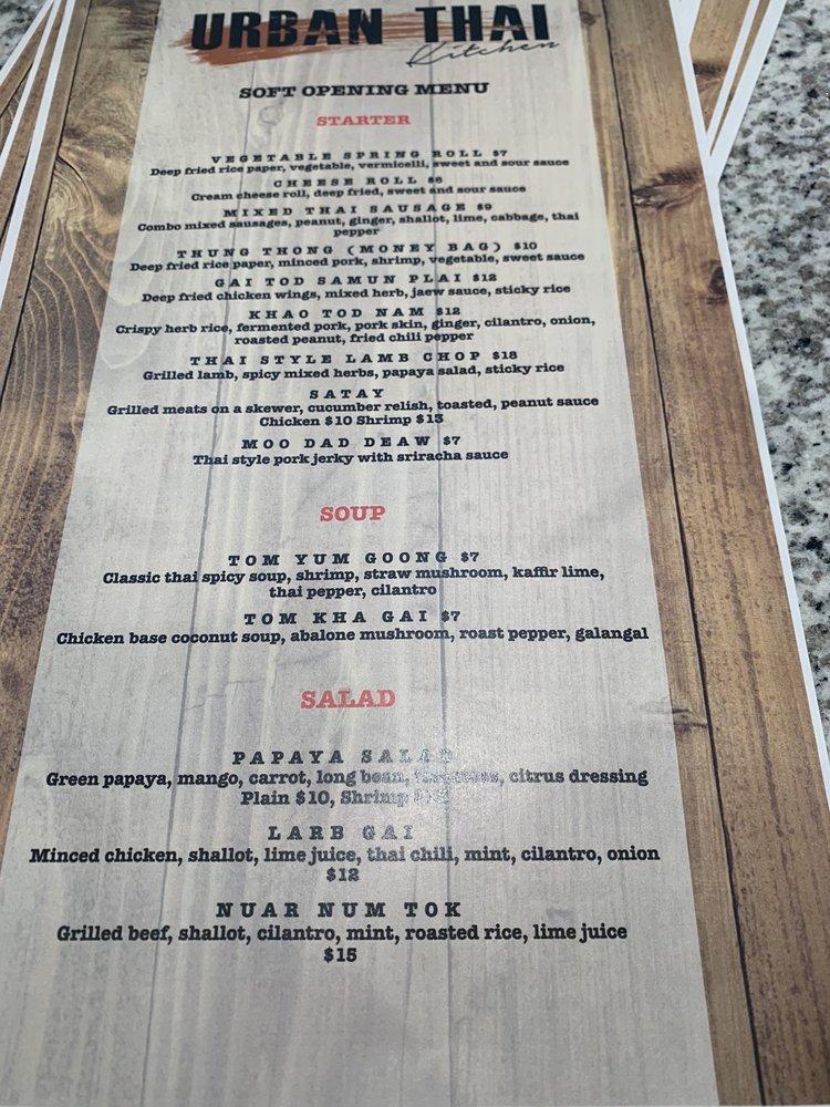 Menu at Urban Thai Kitchen restaurant, Katy
