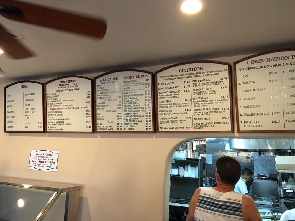 Menu at Campos Famous Burritos restaurant, Simi Valley