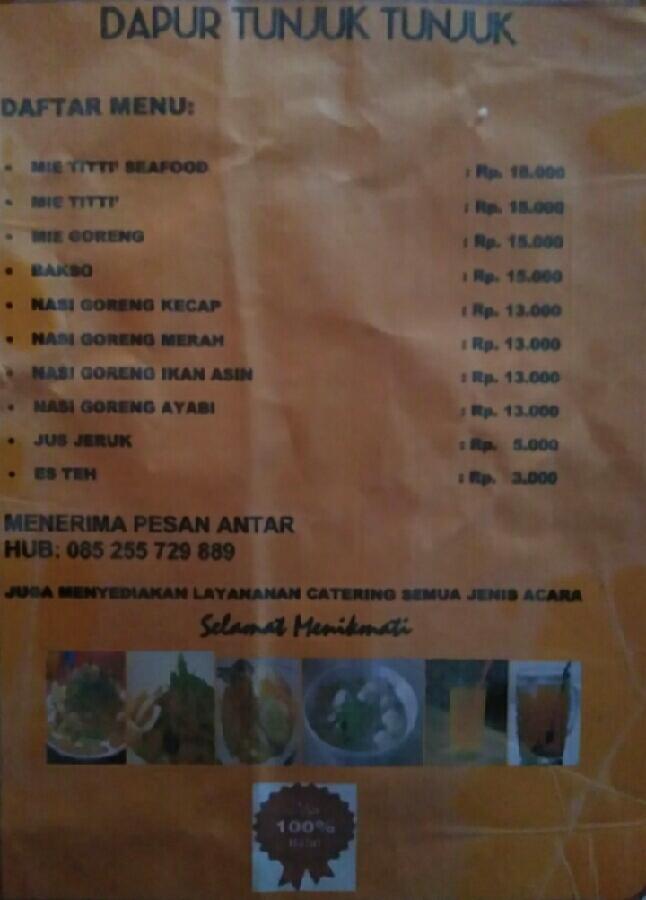 Menu at Dapur Tunjuk Tunjuk, Indonesia, CQPC+2CQ