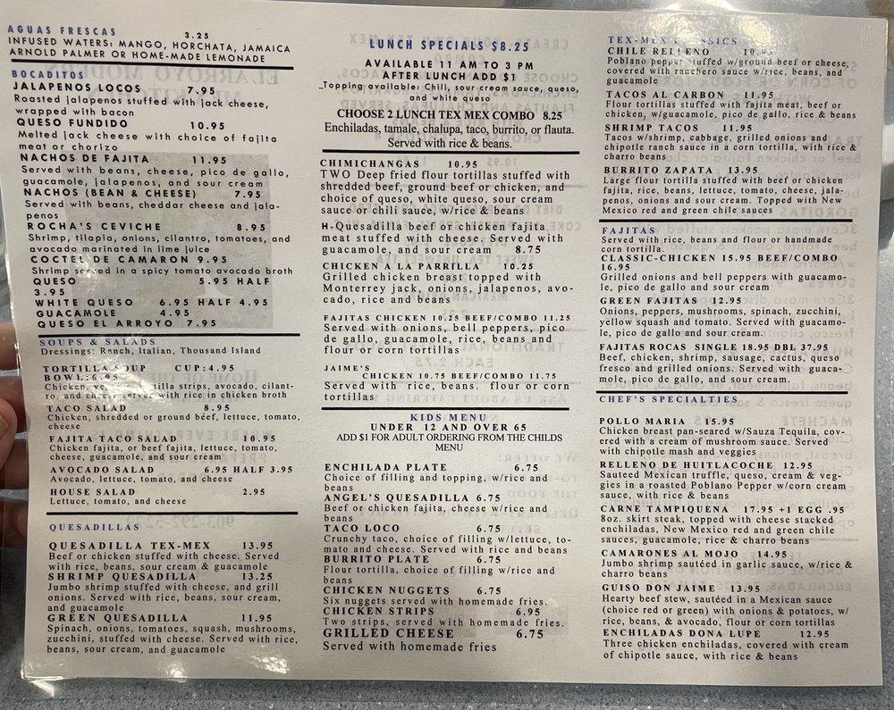 Carta del restaurante El Arroyo Modern Mexican Kitchen, Athens