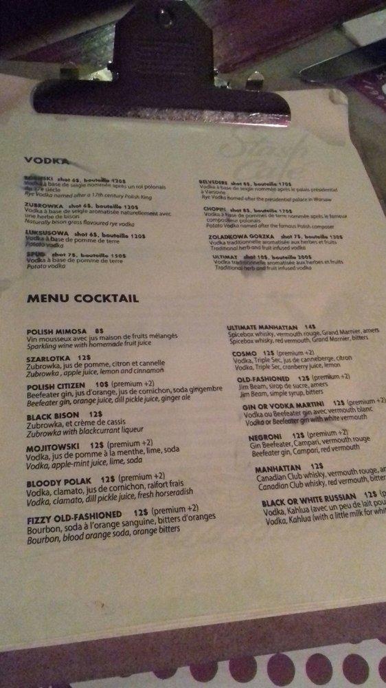 Menu at Stash Café, Montréal