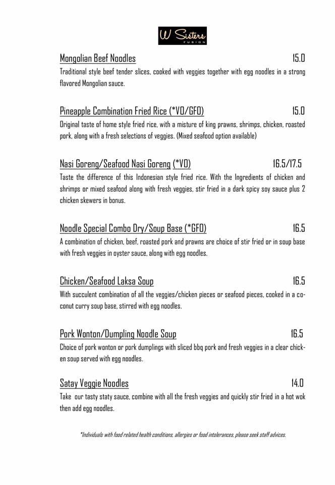 Menu at Wonder Sisters Forrestfield restaurant, Forrestfield