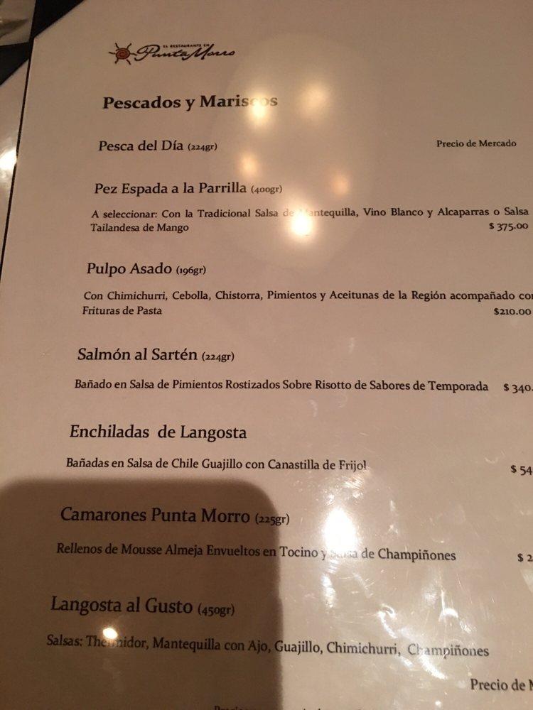 Menu at El Restaurante en Punta Morro, Ensenada
