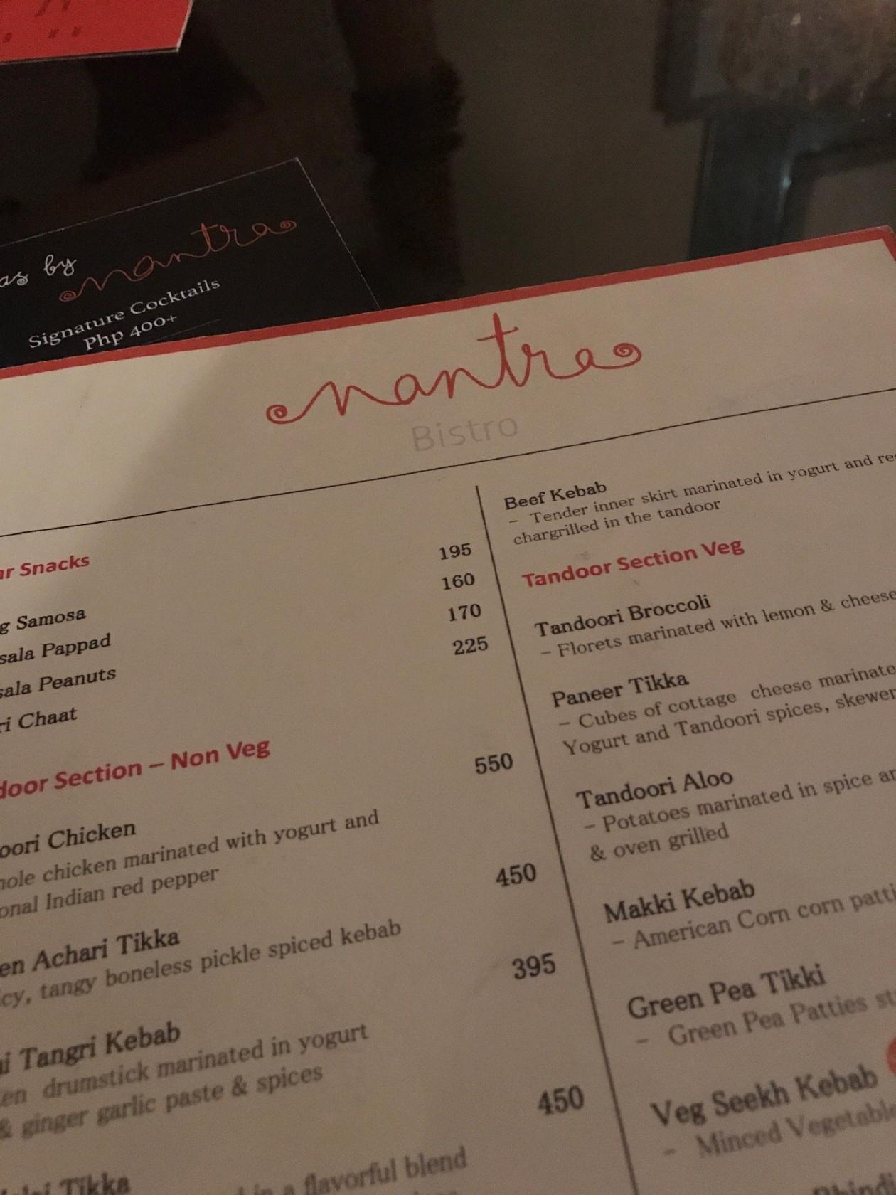 Menu at Mantra Indian Kitchen & Bar, Makati