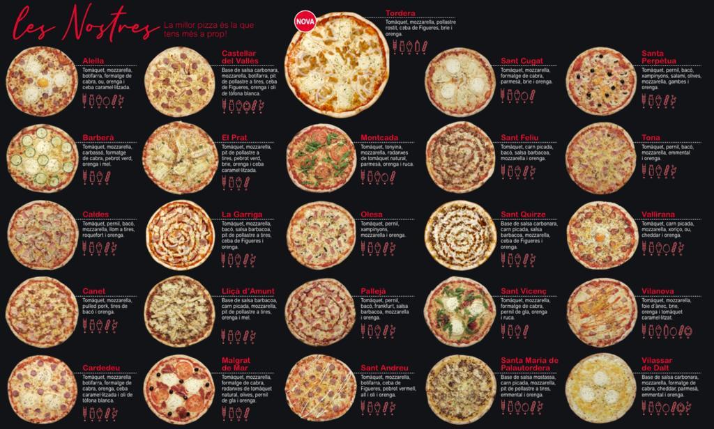 Carta del restaurante Pizza a Punt · Caldes del Montbui, Caldas del Montbui