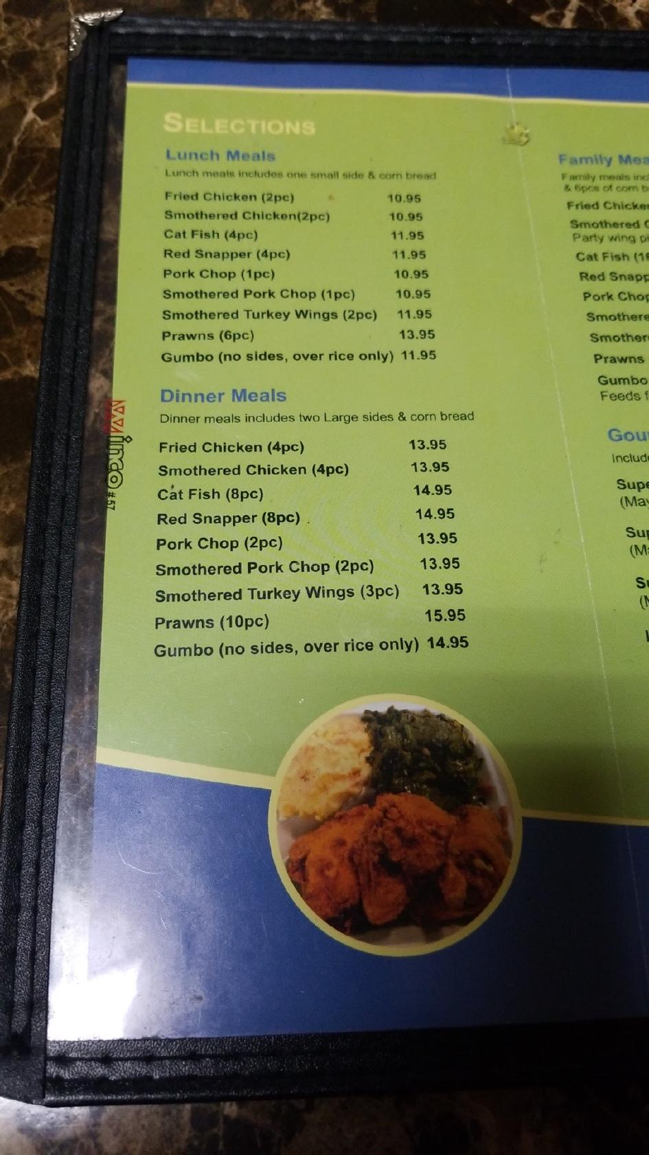 Menu at Sistas Soul Food Kafe restaurant, San Leandro