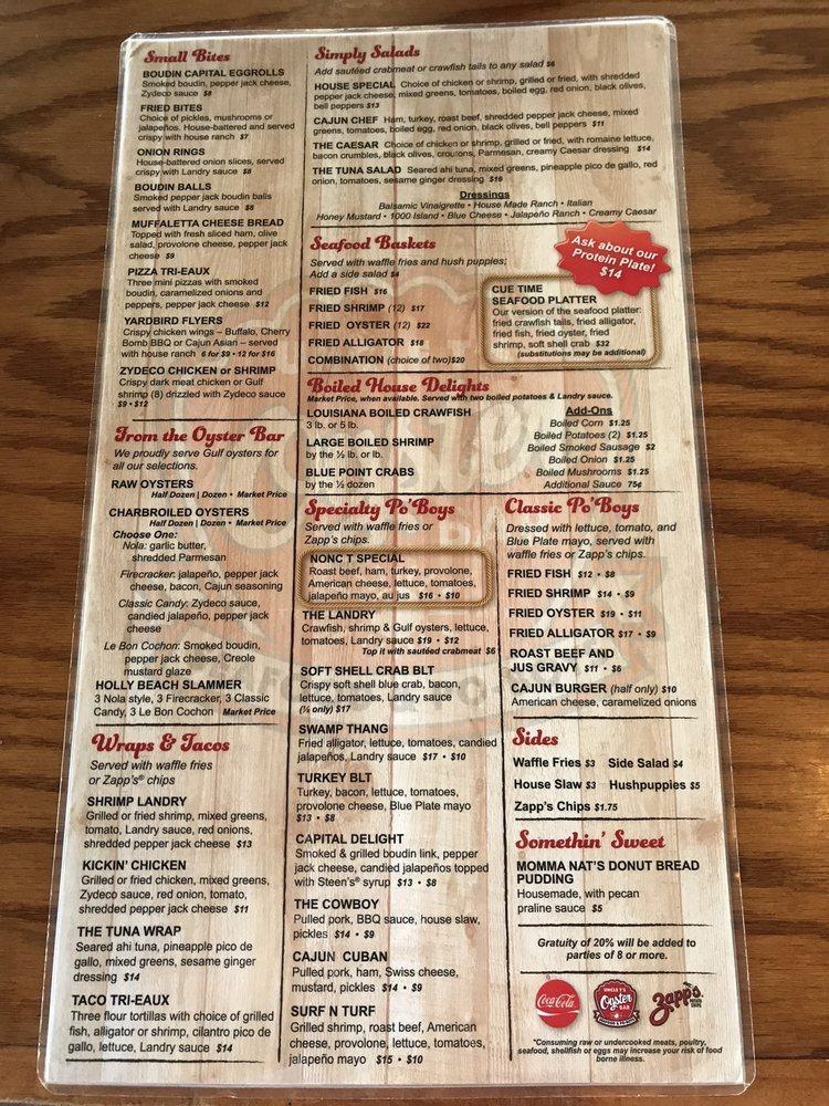 Menu at Uncle T's Oyster Bar, Scott