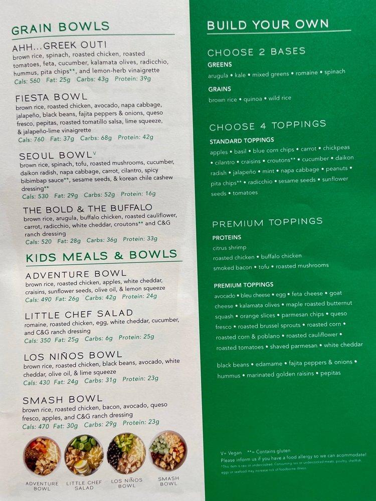 Menu at CRISP & GREEN restaurant, Winter Park