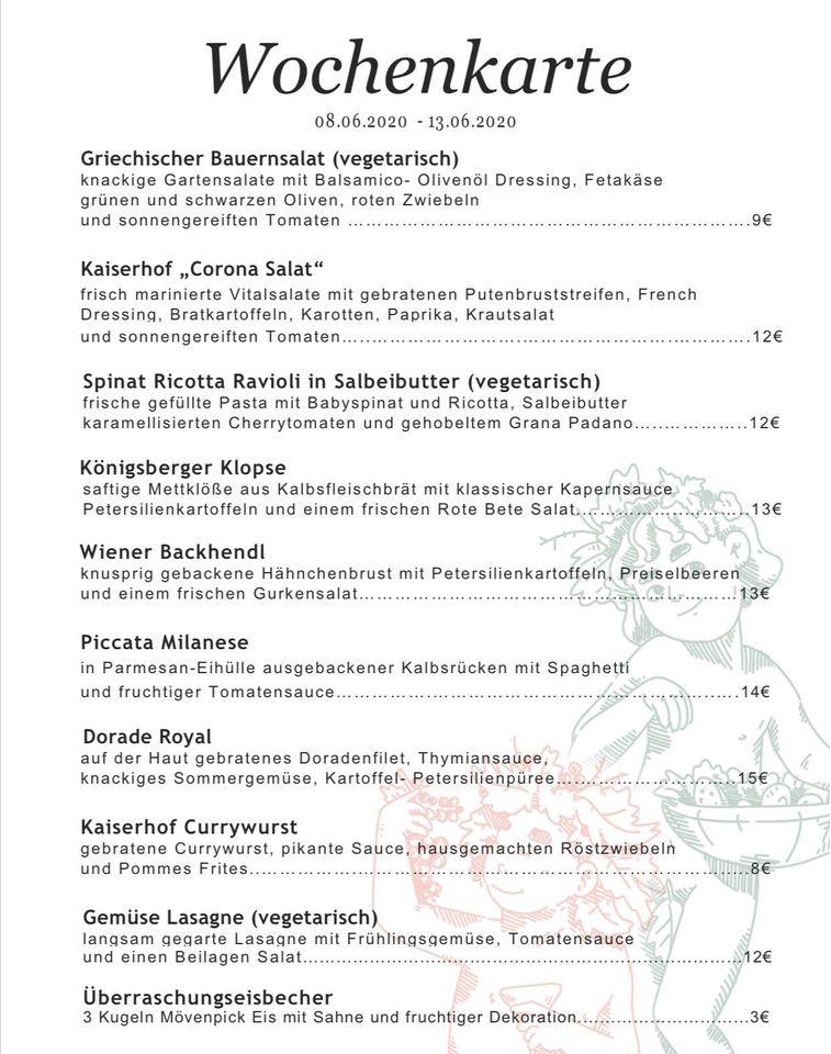 Speisekarte von Kaiserhof Biergarten restaurant, Hannover