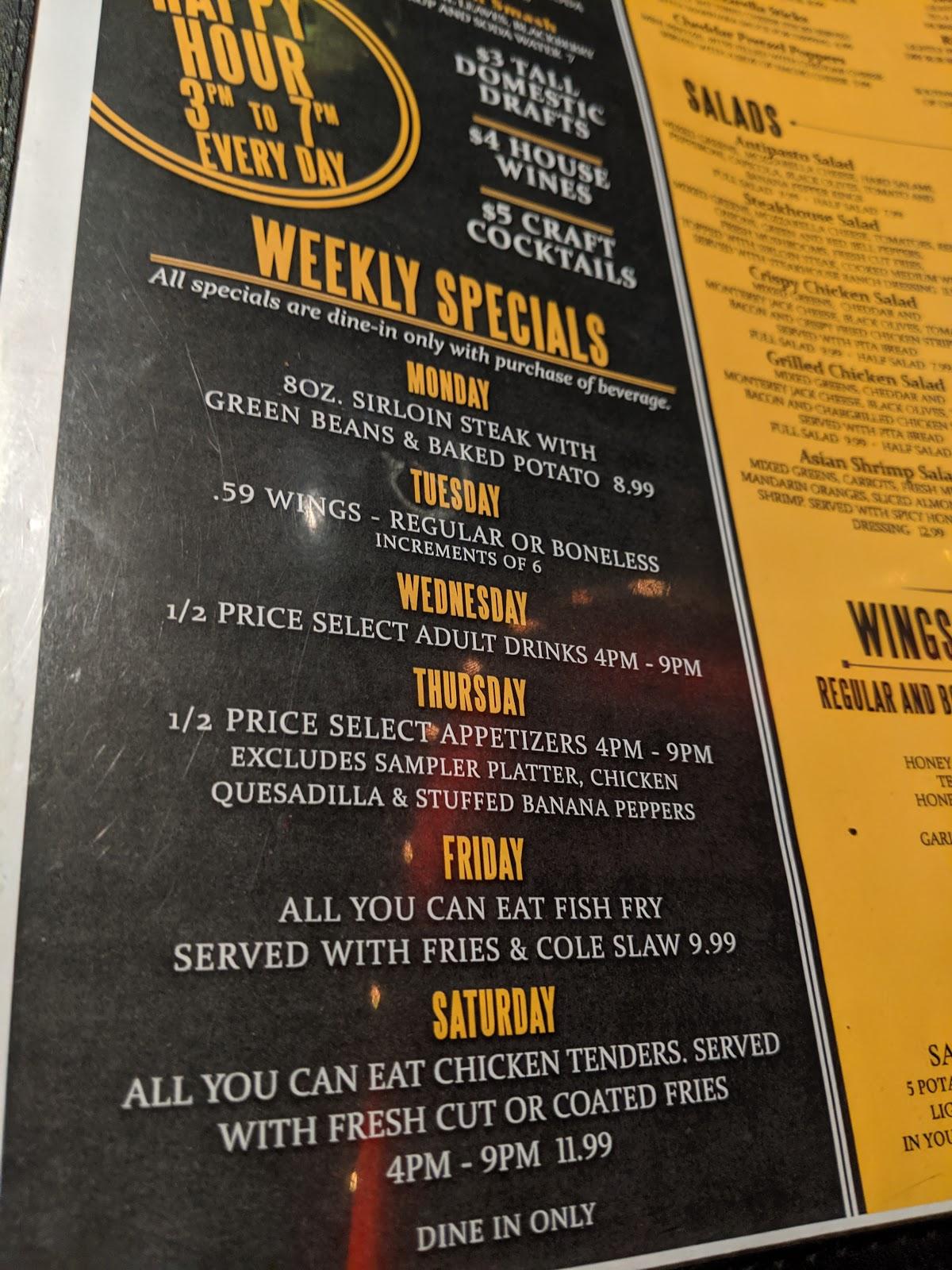 Menu at Firehouse Grille & Pub, Tallmadge