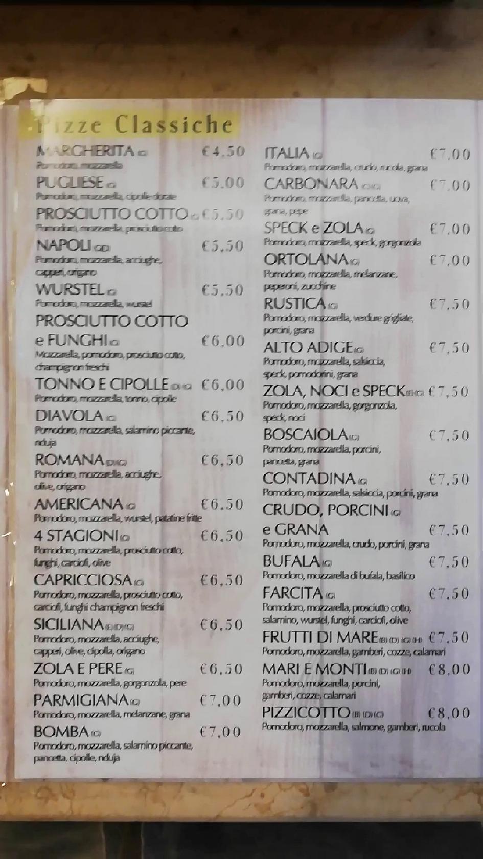 Menu da Pizzicotto Pizzeria d'asporto con posti a sedere, Nembro