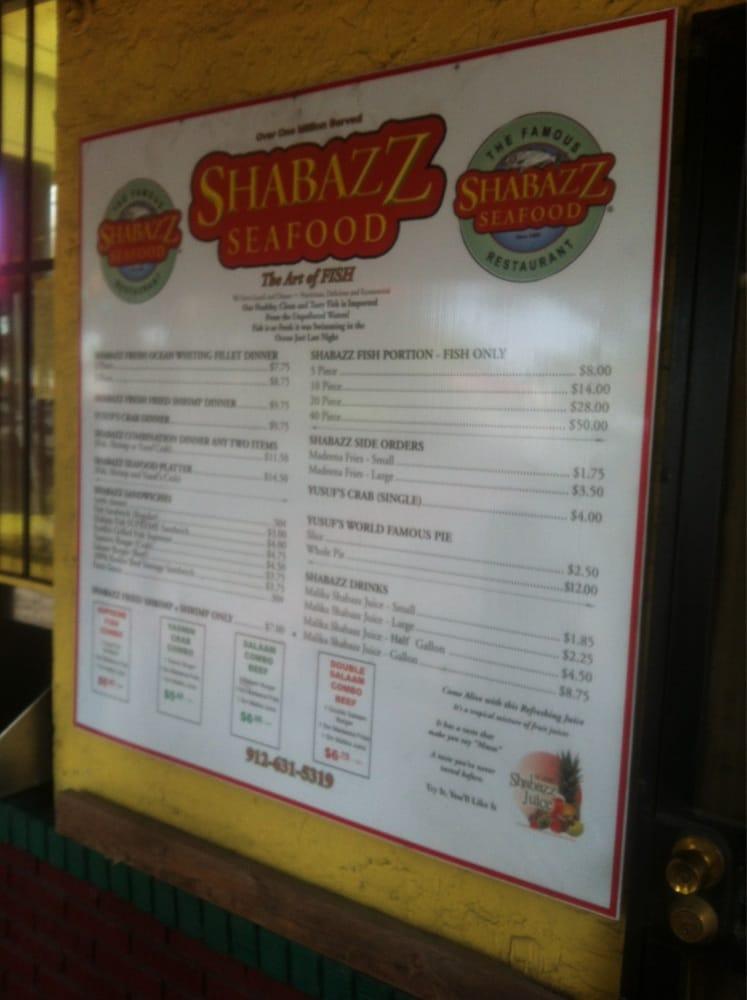Menu at Shabazz Seafood Restaurant, Savannah
