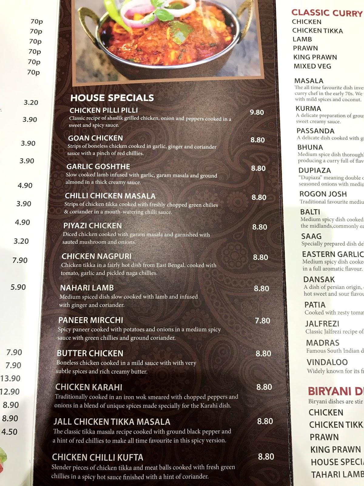 Menu at Spice Dunes restaurant, Farrington Gurney, Spice Dunes