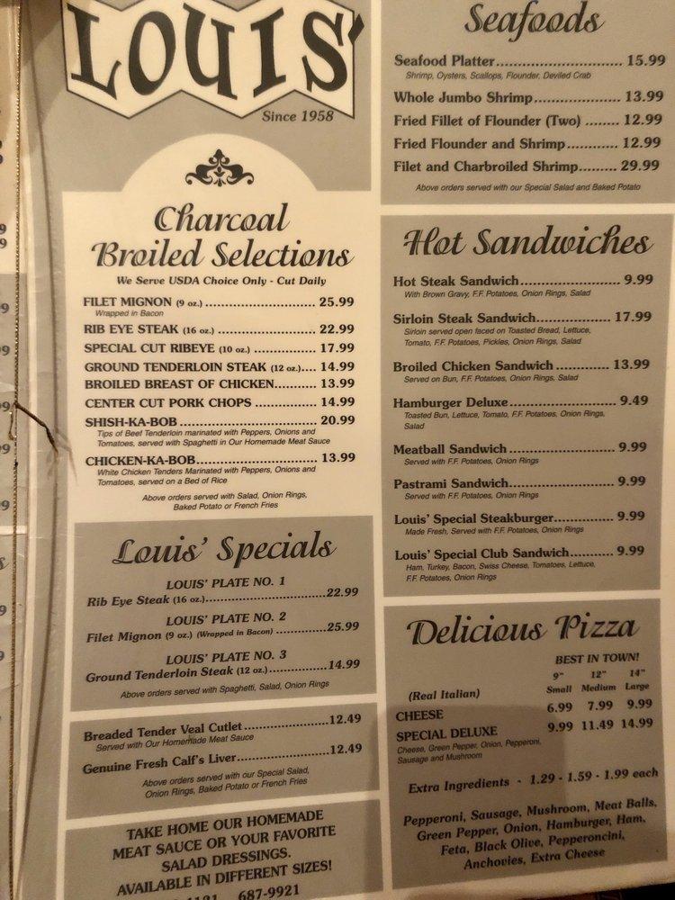 Menu at The Original Louis Drive in Restaurant, Knoxville
