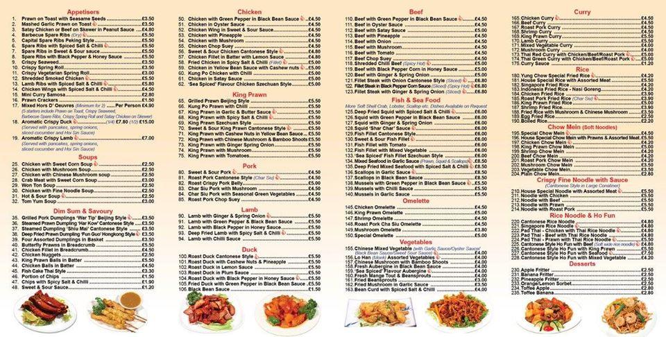 Menu at Dragon Inn restaurant, Rainham, 10-12 S End Rd