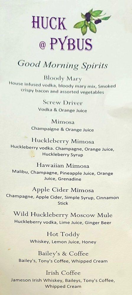 Menu at The Huck @ Pybus cafe, Wenatchee