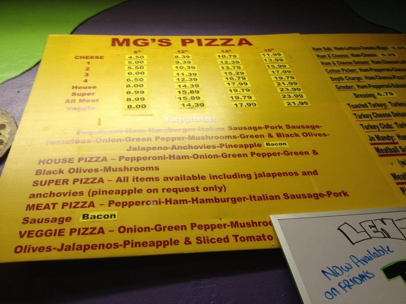 Menu at MG'S Pizza pizzeria, Robstown