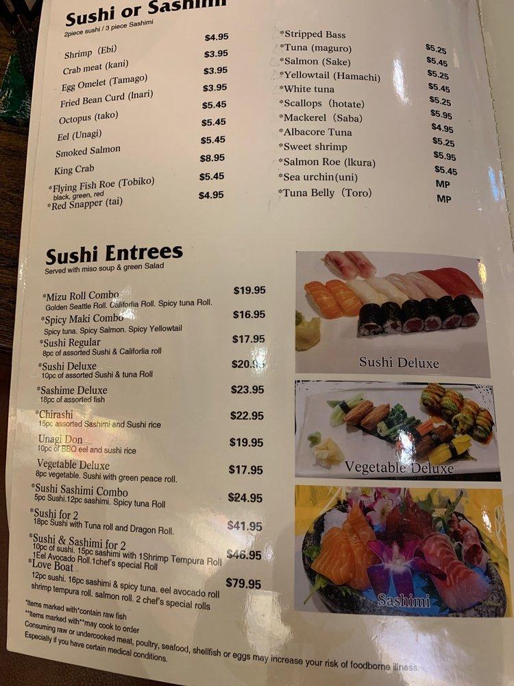 Menu at Mizu Sushi bar & Japanese Grill, Ankeny