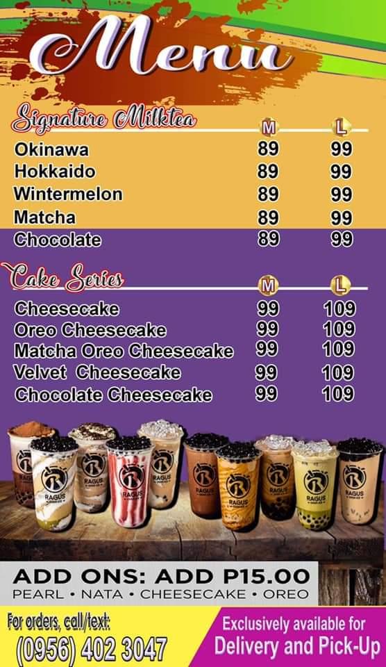 Menu at Ragus Over Ice Cotabato, Cotabato City