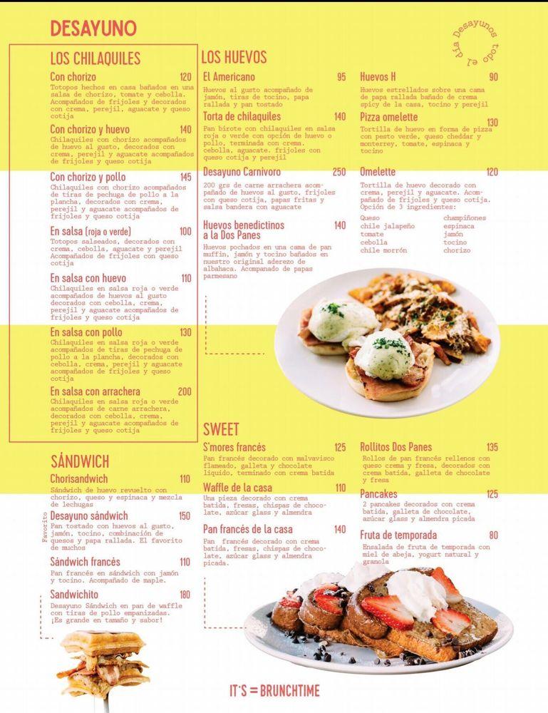 Menu at Dos Panes / Sucursal L Montejano restaurant, Mexicali