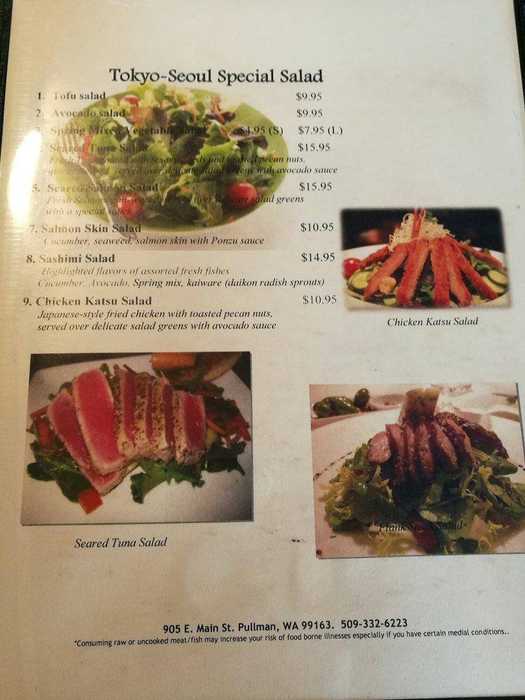 Menu at Tokyo Seoul restaurant, Pullman