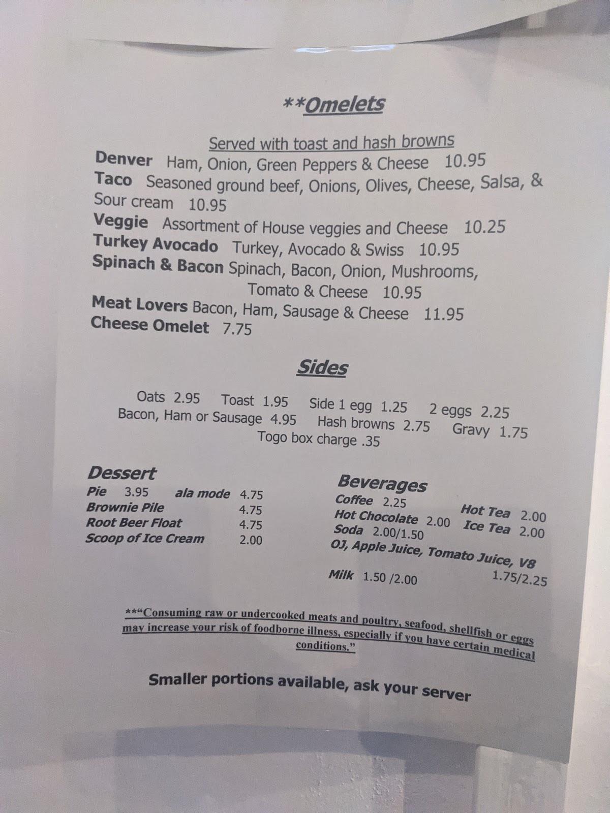 Menu at Cook Shack on 7th restaurant, Weiser