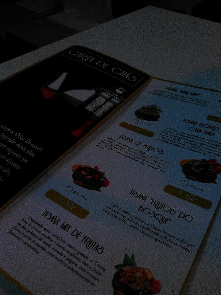 Menu at Faz de Conta cafe, Caminha