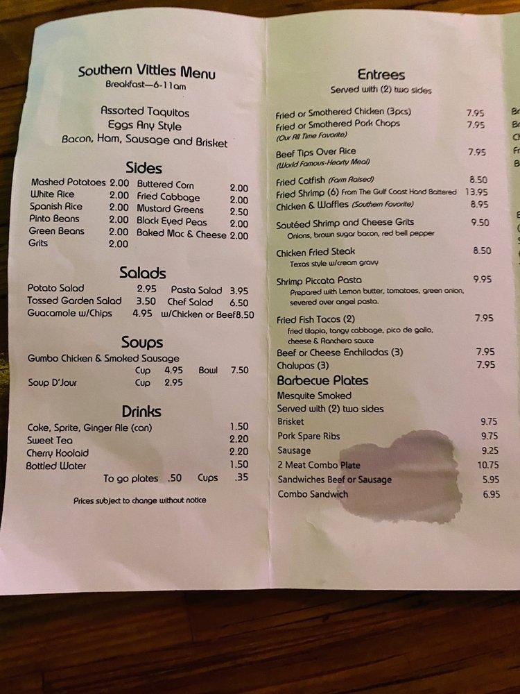 Carta del pub y bar G. Hamilton's Southern Vittles, Corpus Christi
