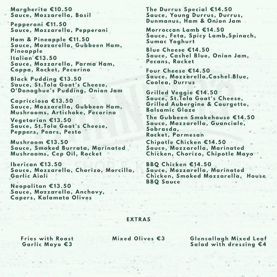 Menu at Manning's Emporium cafe, Ballylickey