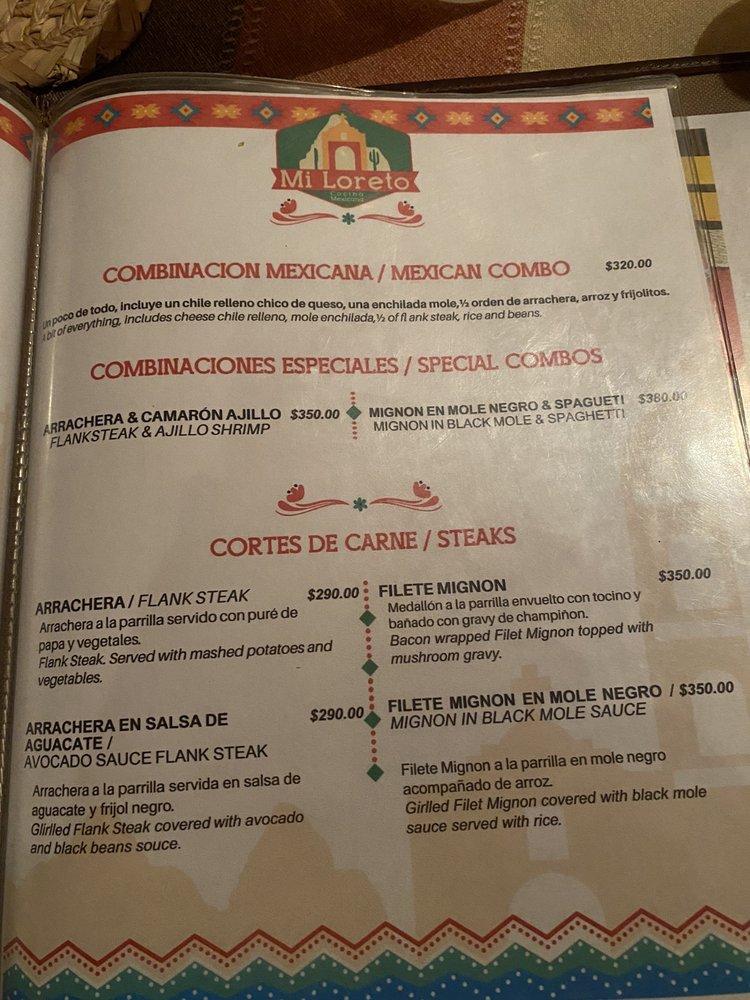 Menu at Mi Loreto cafe, Loreto, And. Juan María de Salvatierra 50