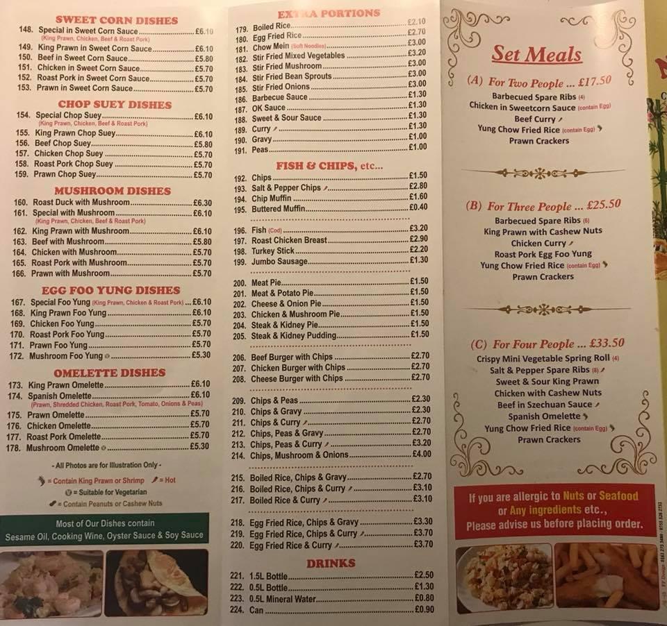 Menu at New Taste restaurant, Oldham, 489A Huddersfield Rd