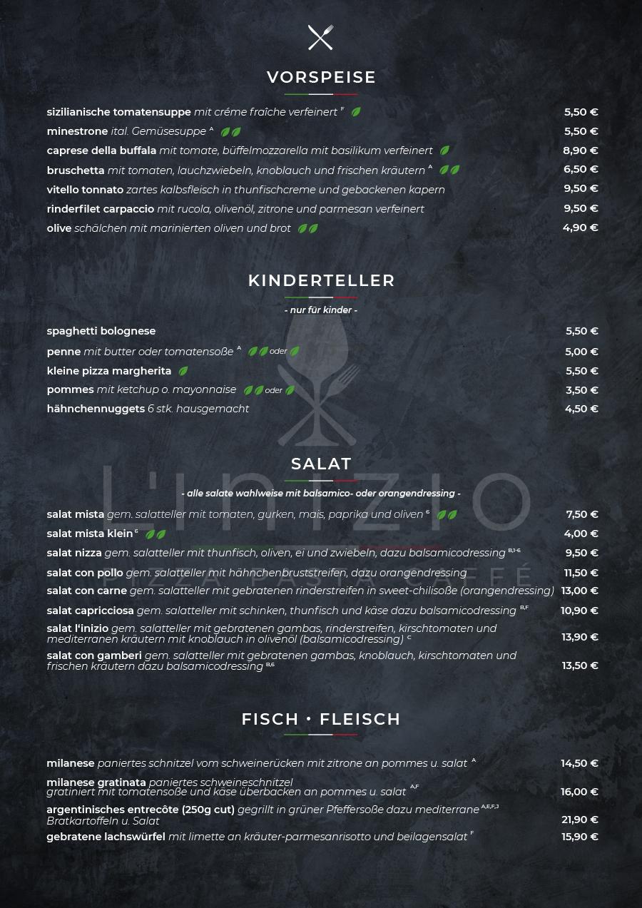 Menu at Restaurant L‘inizio, Cologne