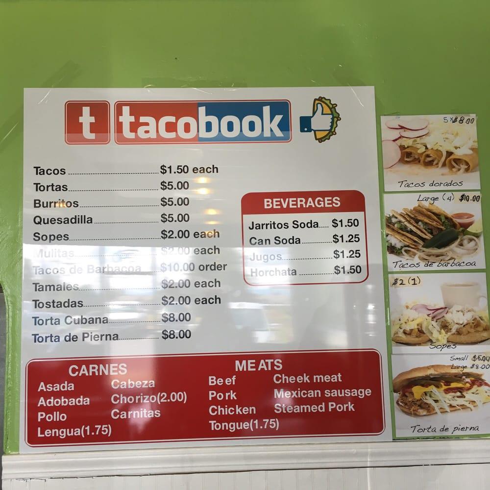 Menu at TACO-BOOK Taqueria restaurant, Everett, Broadway C