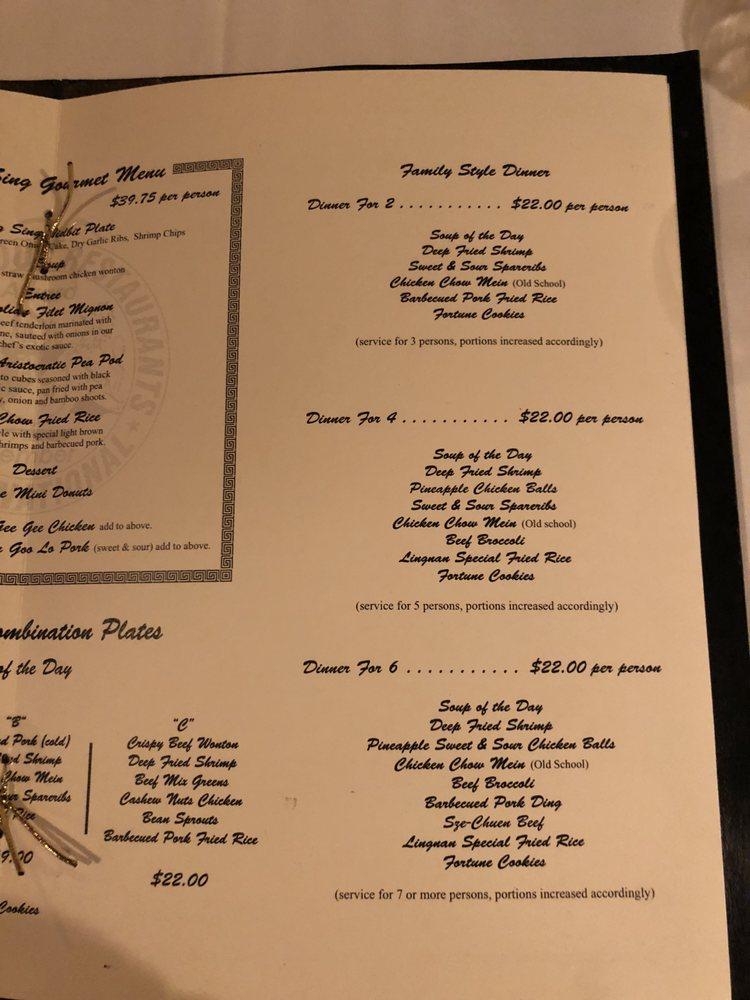 Menu at The Lingnan restaurant, Edmonton