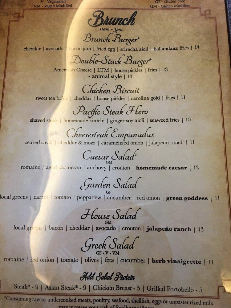 Menu at White Rabbit Gastropub, Frederick