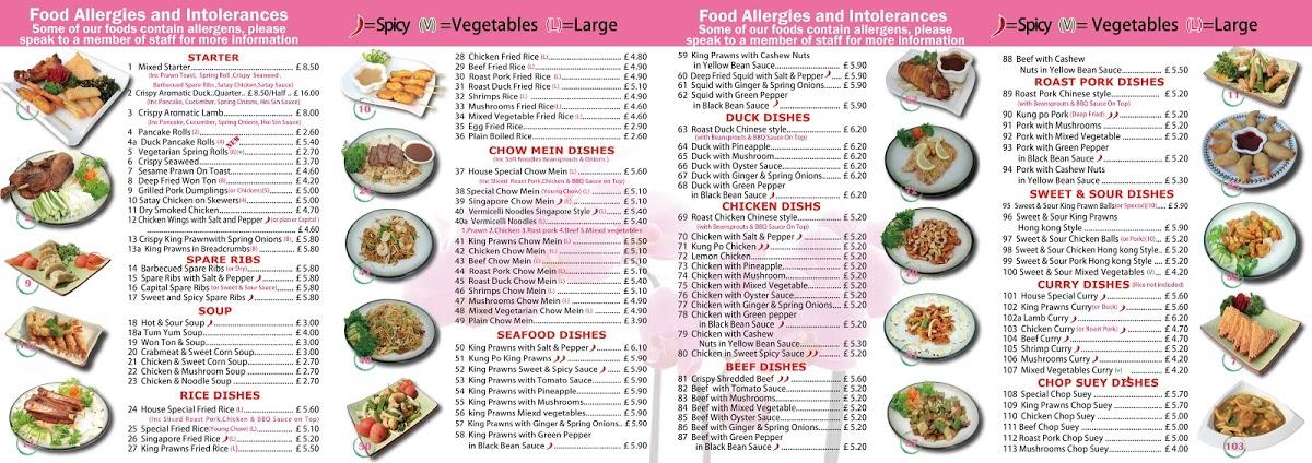 Menu at Golden Chef restaurant, Reading