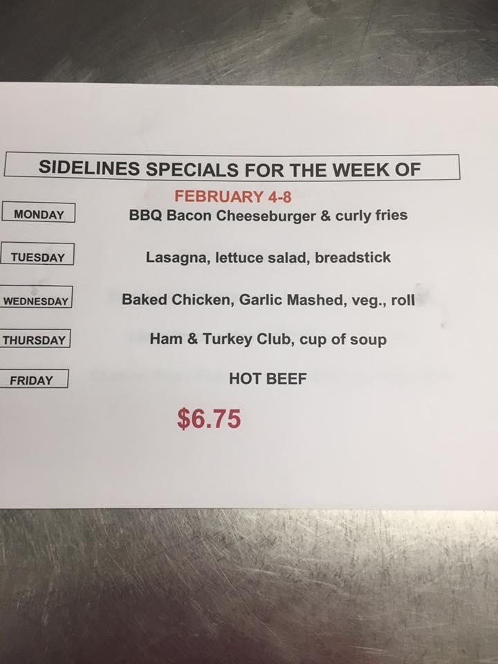 Menu at Sidelines pub & bar, Wakefield