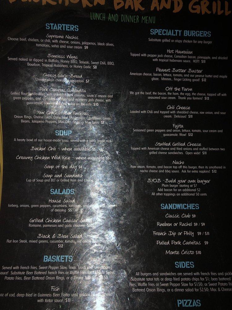 Menu at Buckhorn Bar & Grill, McGregor