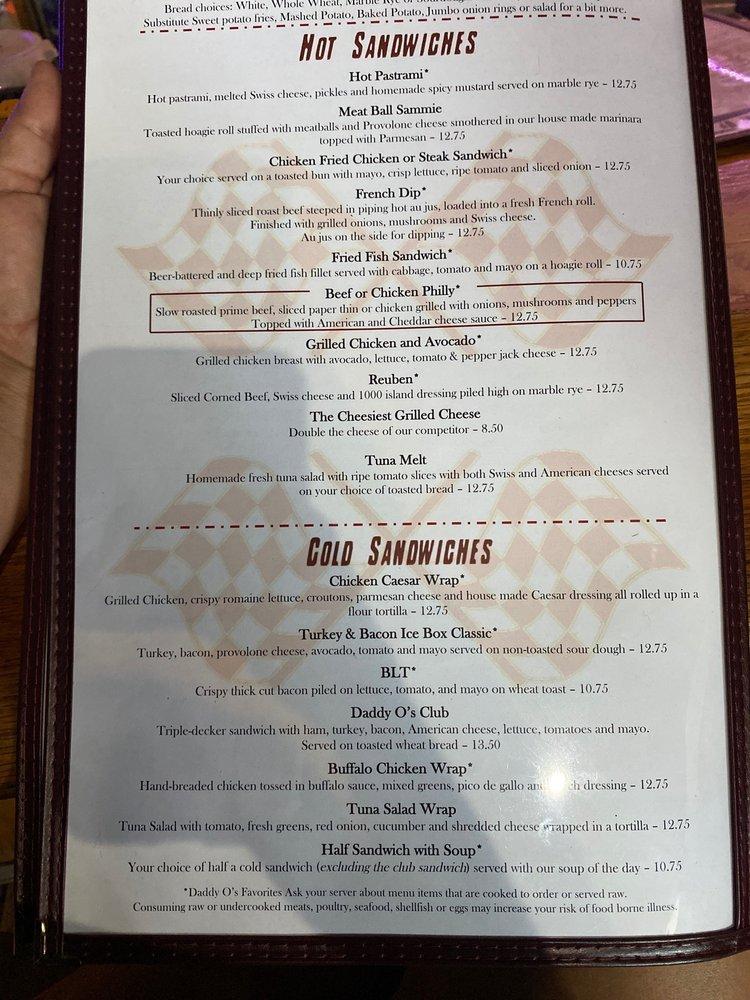 Menu at Daddy-O's Grill pub & bar, Phoenix, W Thunderbird Rd