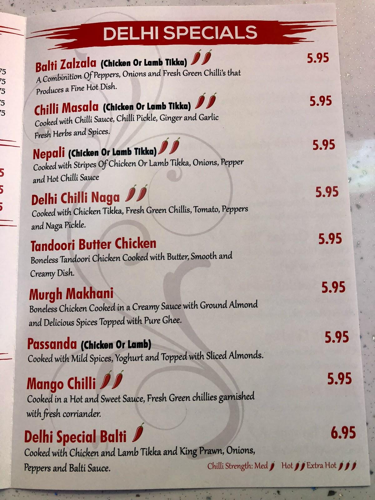 Menu at Delhi Spice Hyde restaurant, Hyde