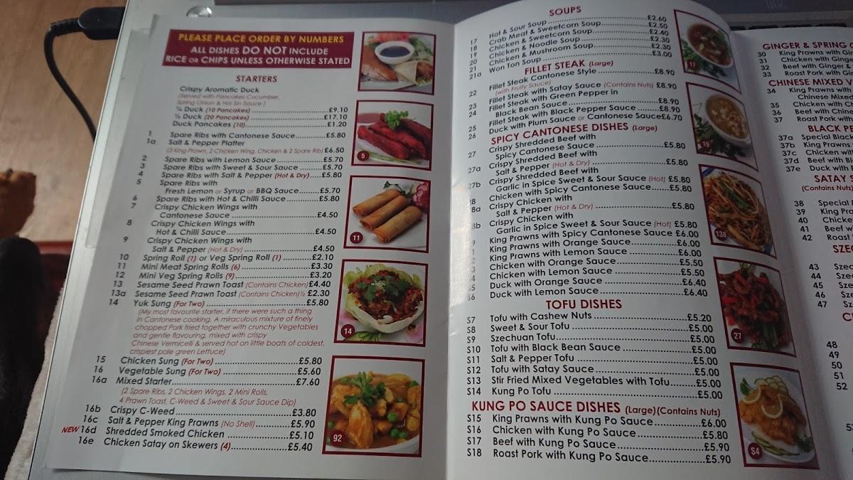 Menu at Golden Valley Chinese restaurant, Llanymynech